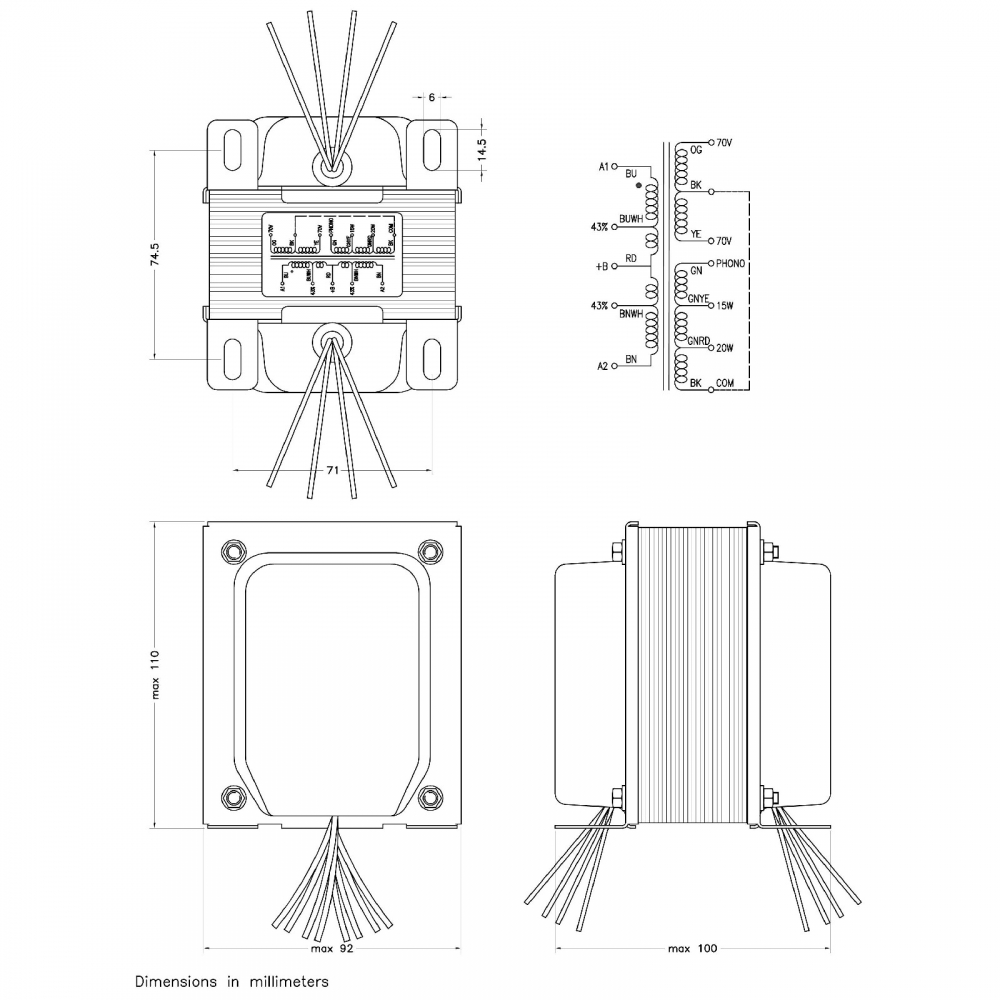 Rockola Tempo 1 and 2 mono output transformer (for EL34/6CA7) - Jukebox ...