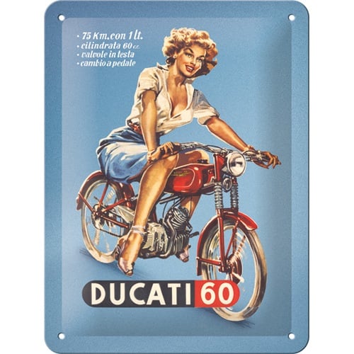 Ducati - Cilindrata 60 Pin Up metalen bord 15 x 20 cm - Jukebox Revival