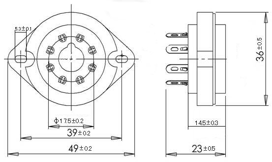 8 pin octal tube socket with bracket gold - Jukebox Revival